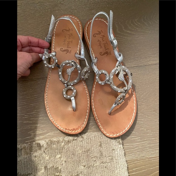 Miss Trish | Shoes | Miss Trish Of Capri Silver Sandals With Stones ...
